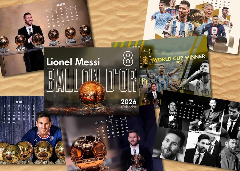 NEW CALENDAR 2026 Messi is the Winner of 8 Golden Balls. Argentina ...