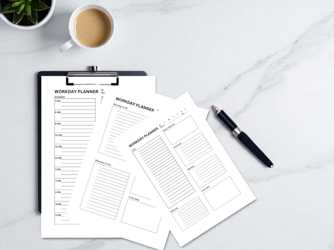 Minimalist Daily Planner Printable: Workday Organizer (PDF, A4/a5 ...