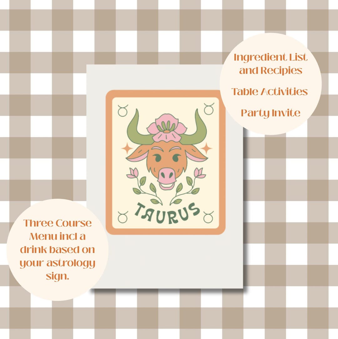 Taurus Theme Dinner Party Menu Kit - Etsy