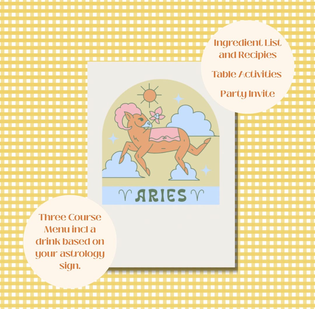 Aries Theme Dinner Party Menu Kit - Etsy