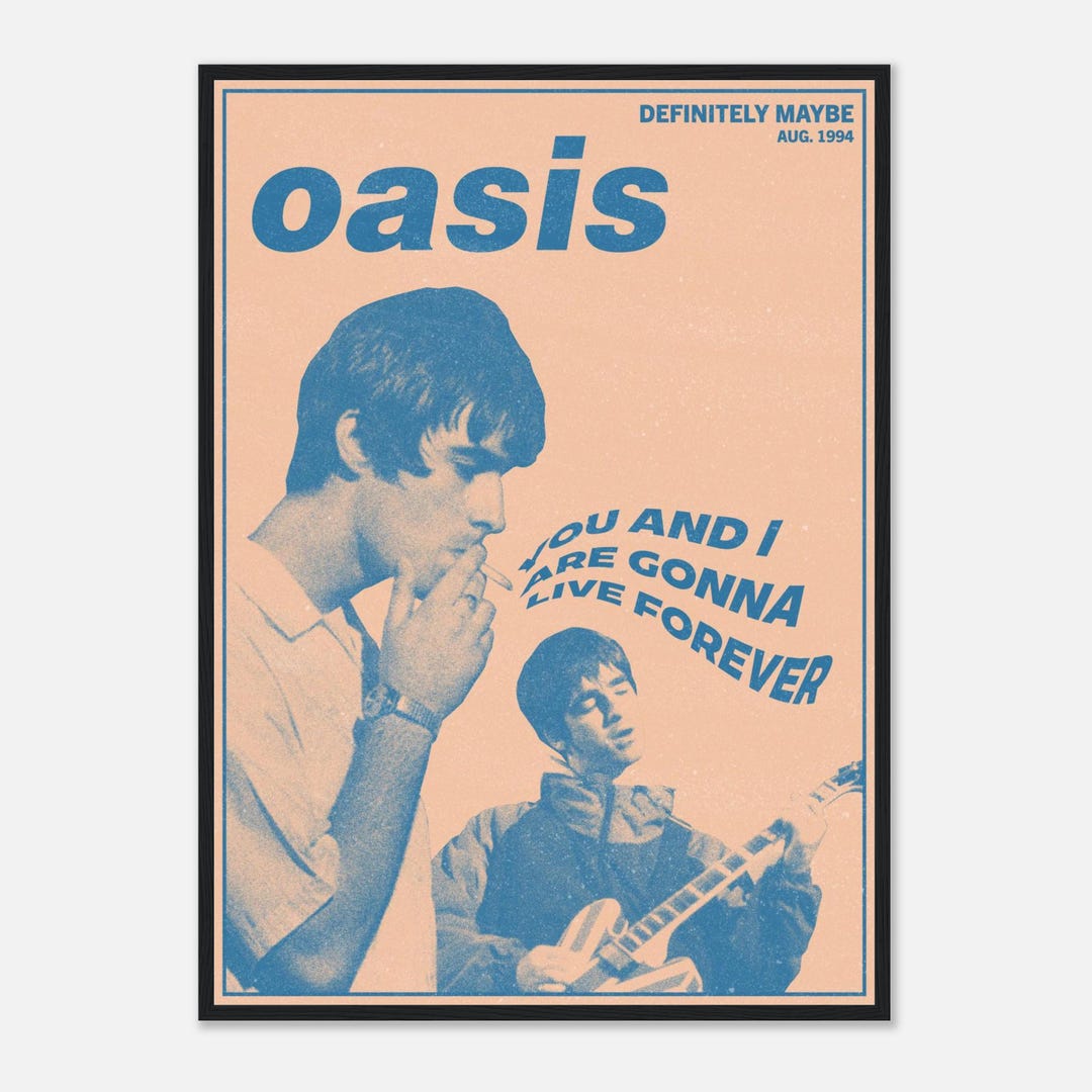 Oasis Poster | Live Forever Poster | Defintely Maybe 1994 | 1990s Indie ...