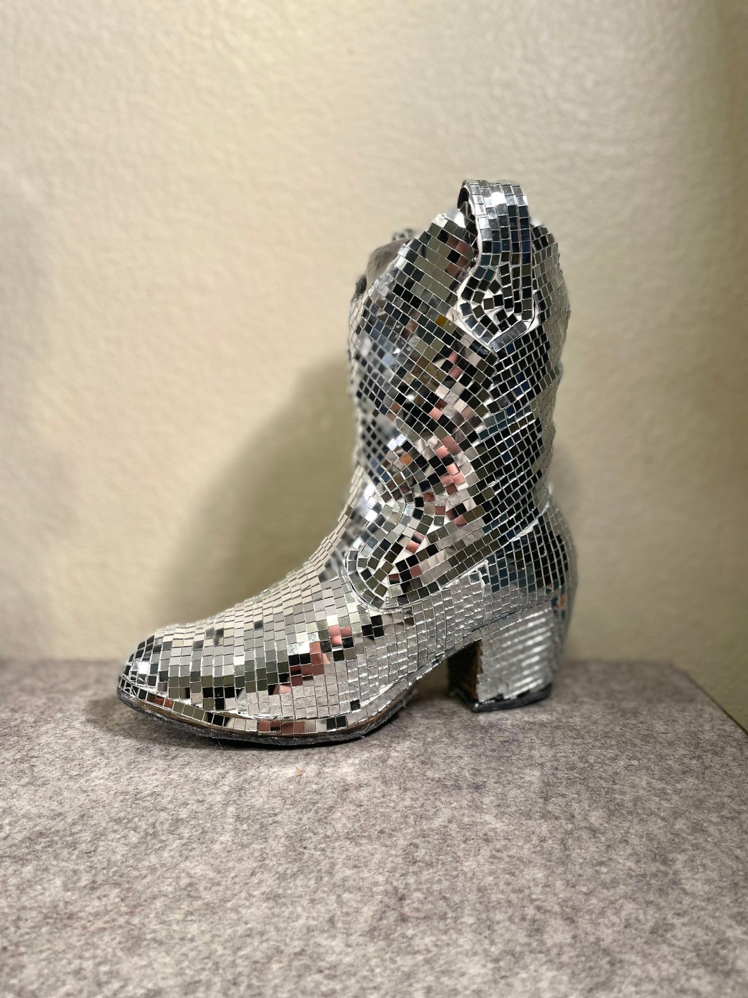 Disco Boot Vase Cowboy Cowgirl Cowpeople Mirror Ball Vase - Etsy