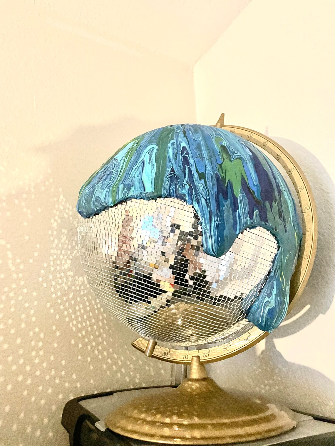 Melty Earth Disco Globe One of a Kind - Melting, Droopy, Dripping, Drip ...