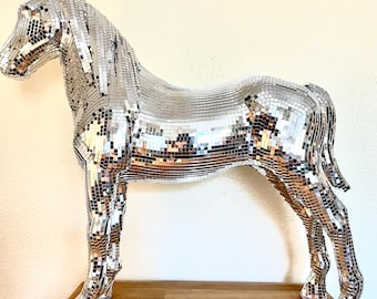 Disco Horse - Disco Ball Horse Pony Sculpture Statue Figurine Mirror ...