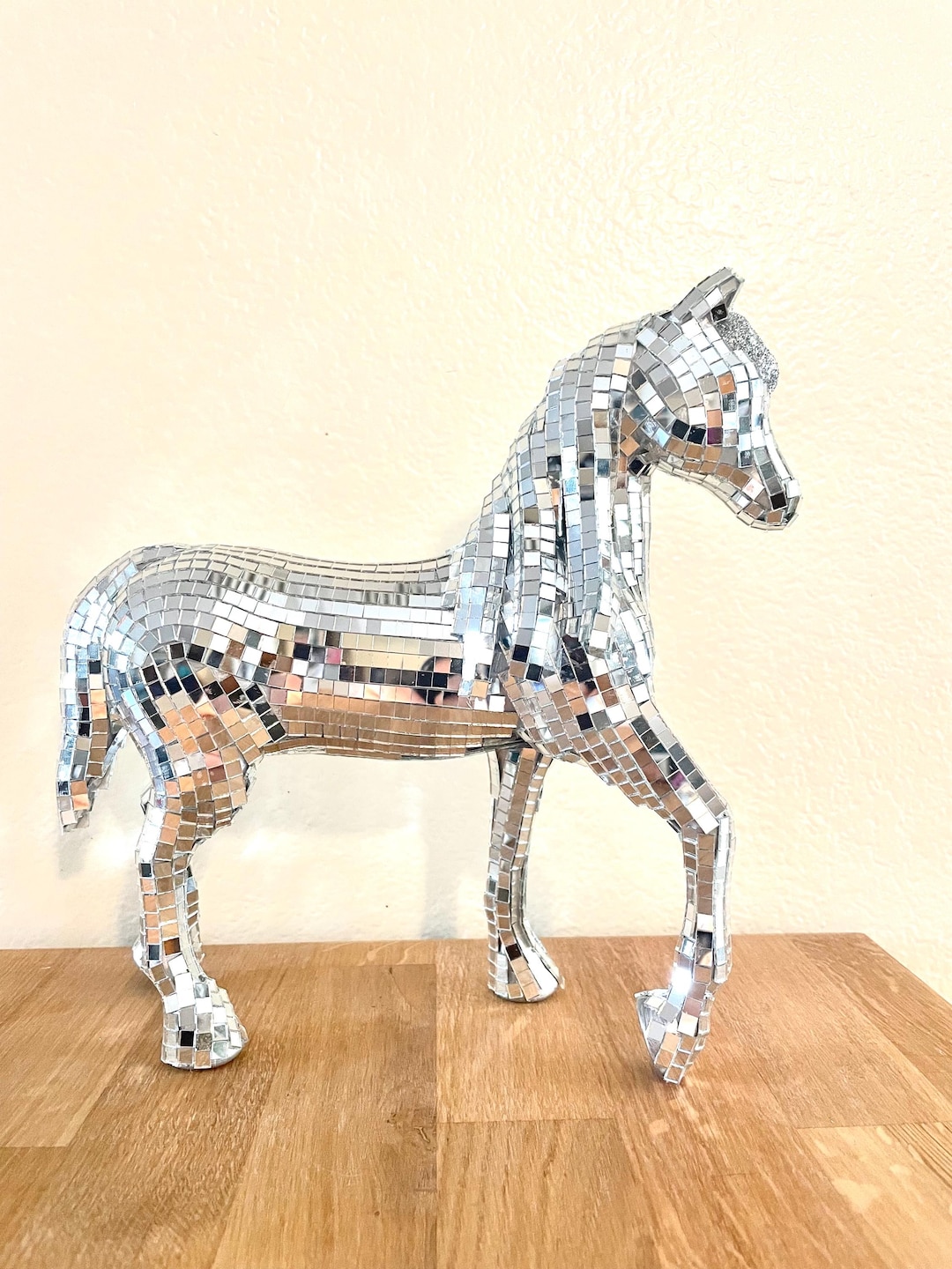 Disco Horse Disco Ball Horse Pony Sculpture Statue Figurine Mirror Ball ...