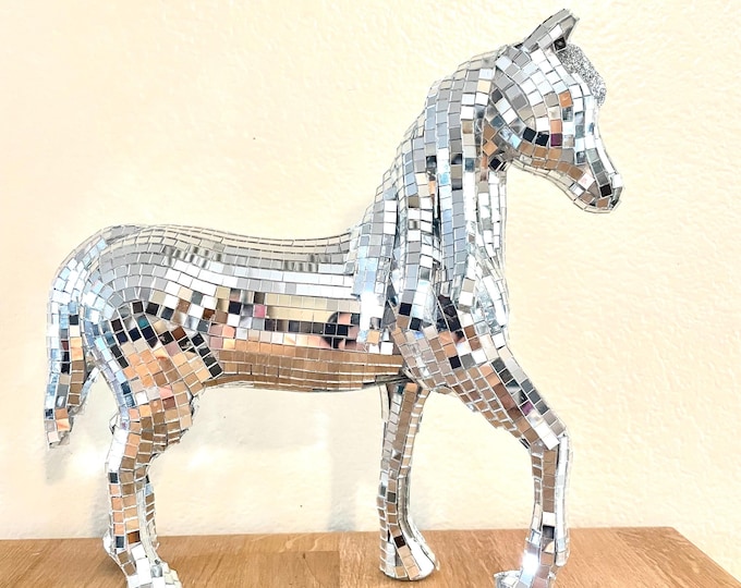 Disco Horse - Disco Ball Horse Pony Sculpture Statue Figurine Mirror ...