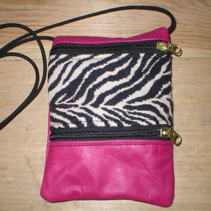 Handmade USA Small Travel Passport LEATHER Zebra Leopard Print Bag ...