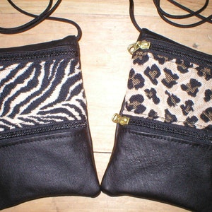 Handmade USA Small Travel Passport LEATHER Zebra Leopard Print Bag ...