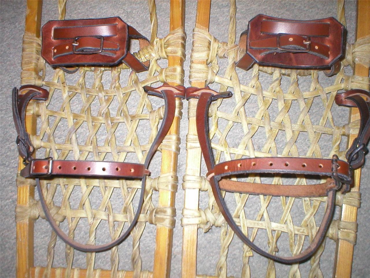 BINDINGS ONLY Pair Leather Snowshoe Snow Shoe Quick Bindings Straps ...