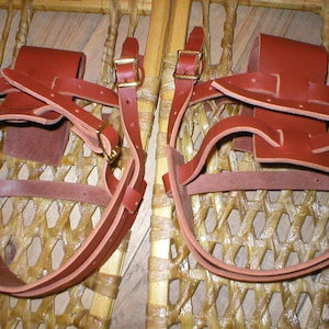 BINDINGS ONLY Pair Howe Leather Snowshoe Snow Shoe Quick Bindings ...