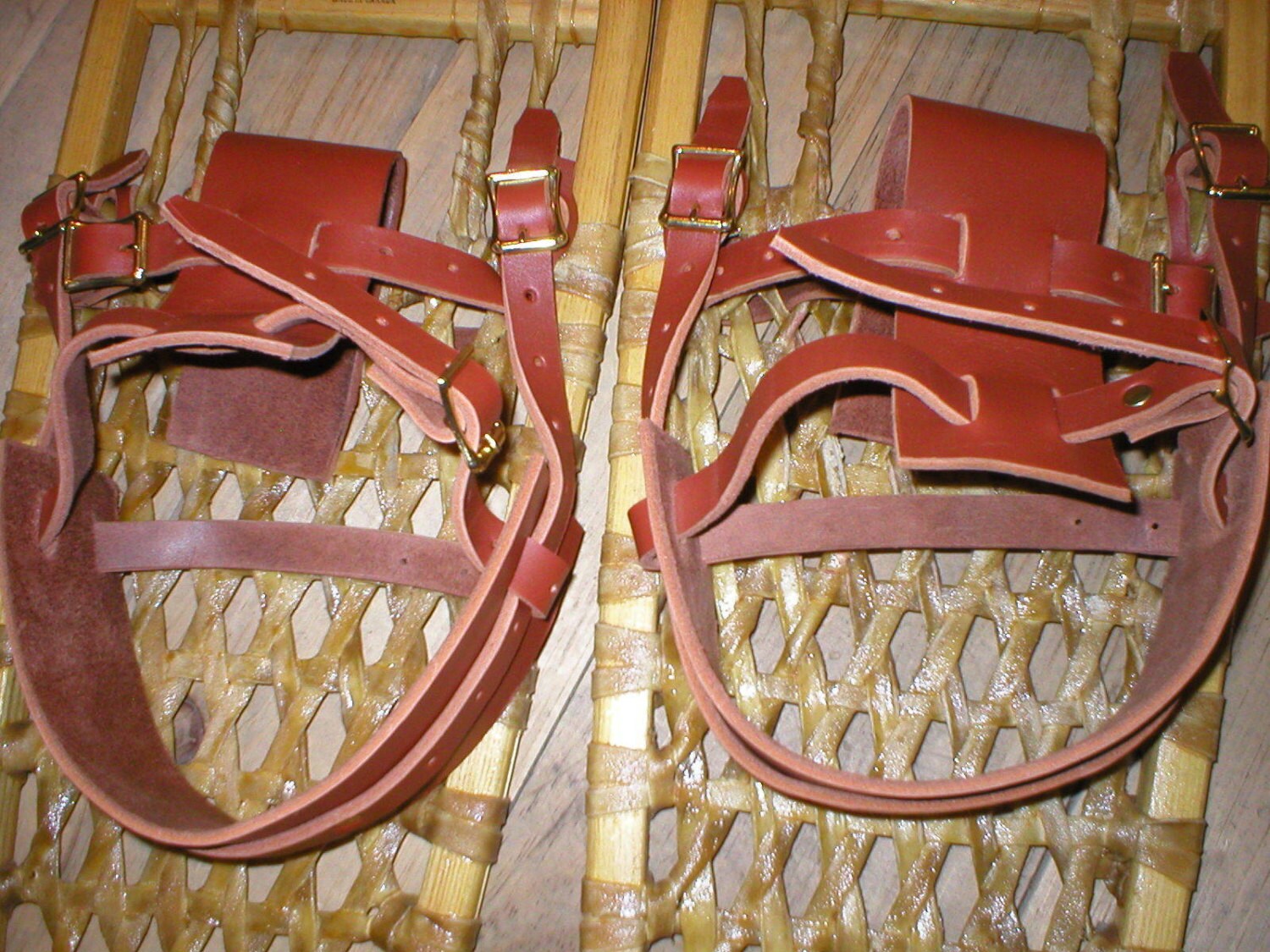 BINDINGS ONLY Pair Howe Leather Snowshoe Snow Shoe Quick Bindings ...