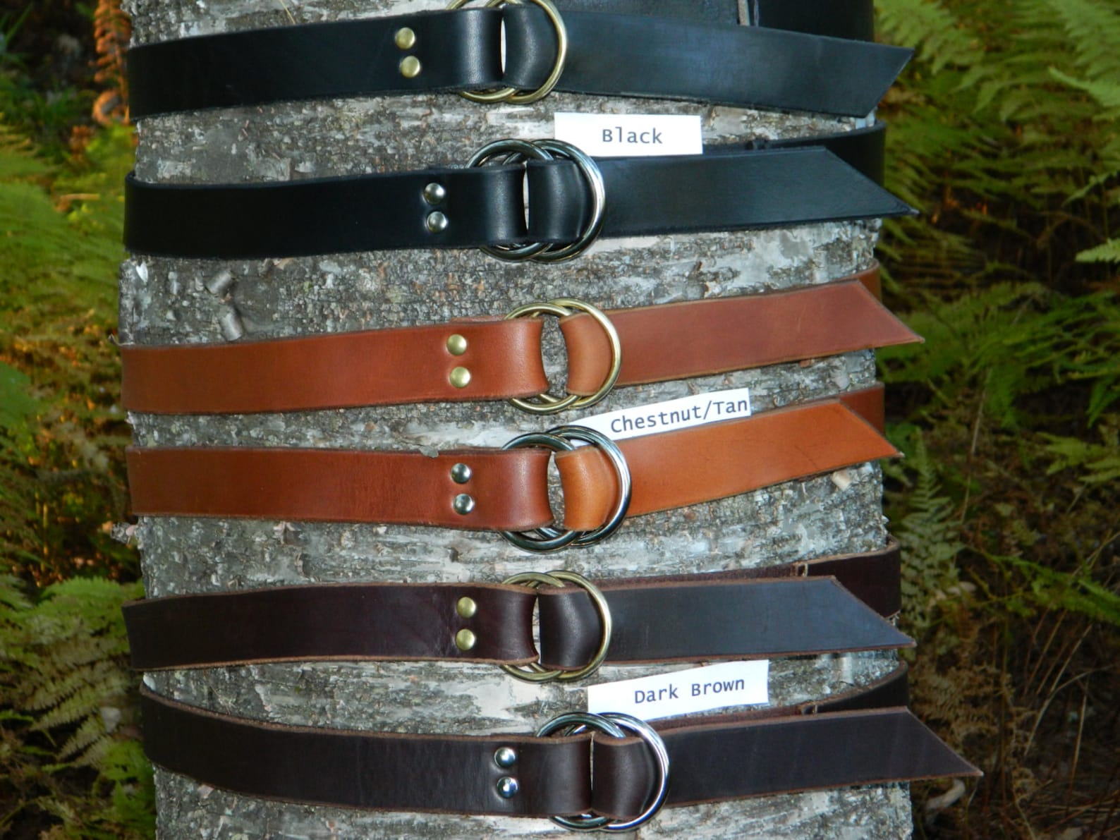 Handmade Double Ring Leather Belt Mens Womens 1 1/4" 1.25" Inch Wide ...