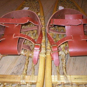 BINDINGS ONLY Pair Howe Leather Snowshoe Snow Shoe Quick Bindings ...