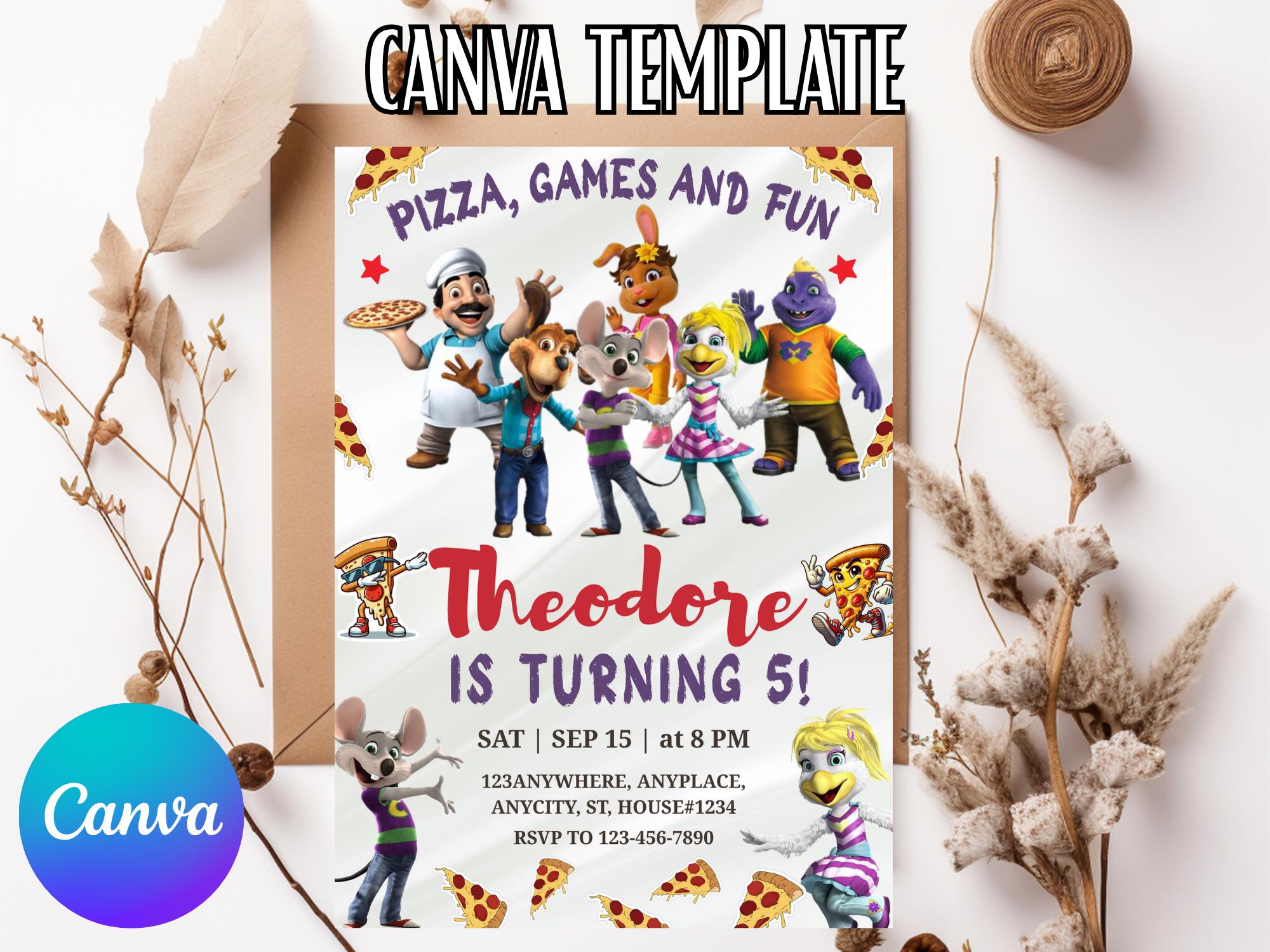 Editable Chuck E Cheese Birthday Invitation Template | Chuck Evite ...