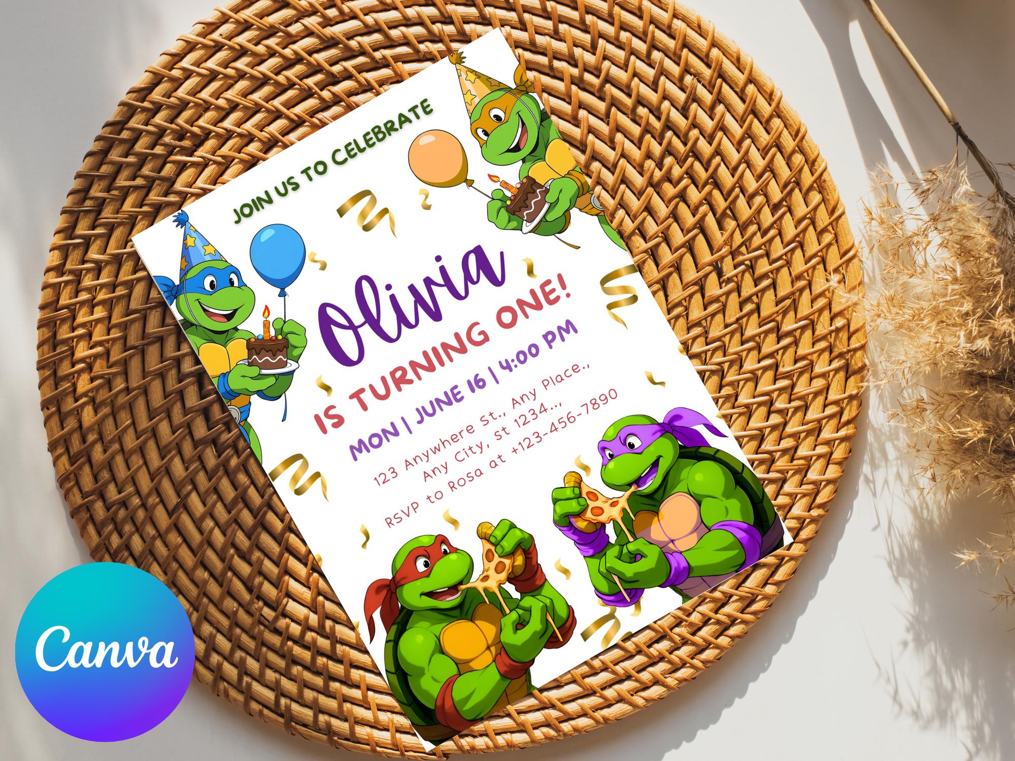 Editable Ninja Turtle Invitation, Karate Turtle Birthday Invite Boy ...