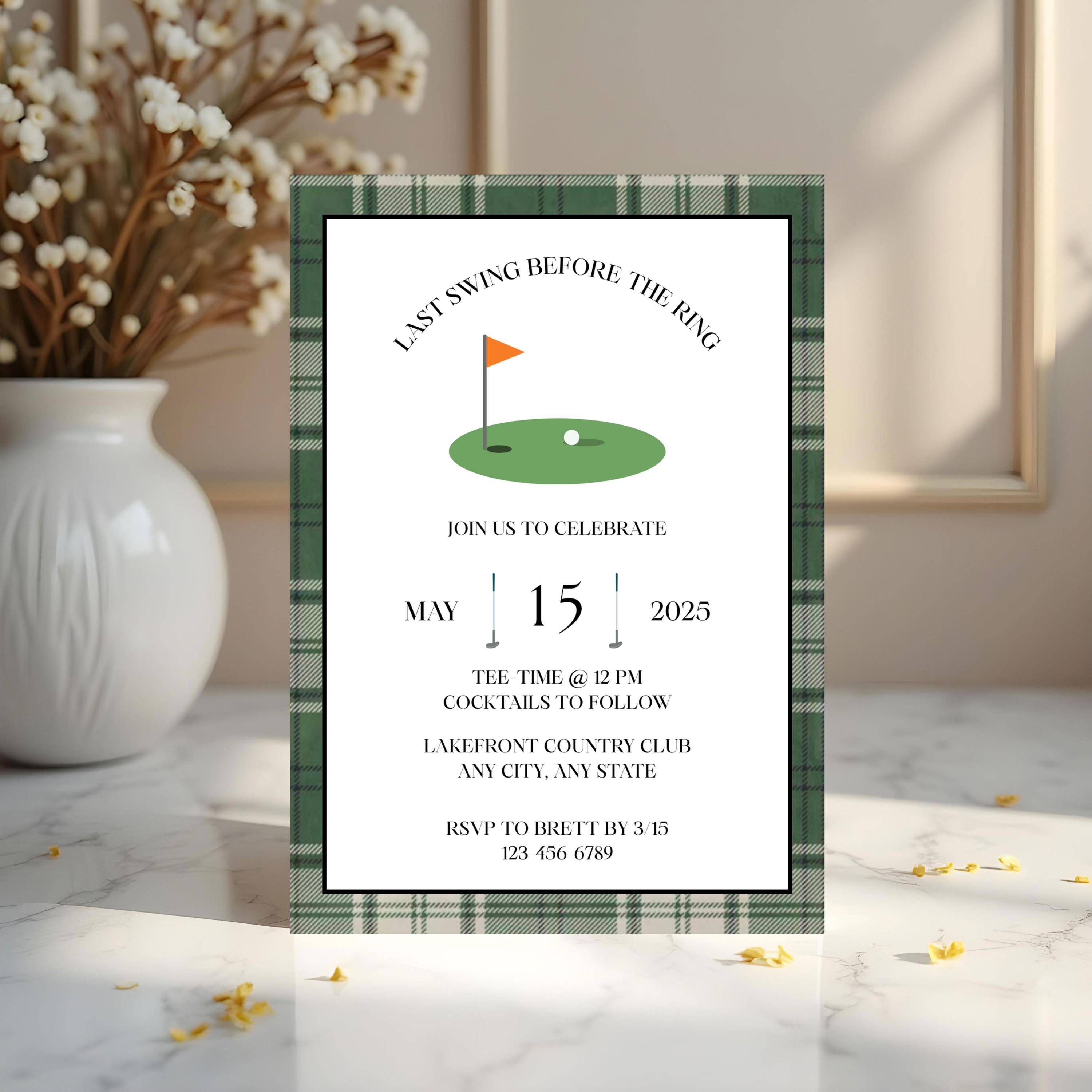 Classic Groomsmen Golf Invitation | Editable Last Swing Before the Ring ...