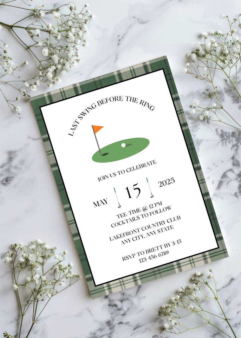 Classic Groomsmen Golf Invitation | Editable Last Swing Before the Ring ...
