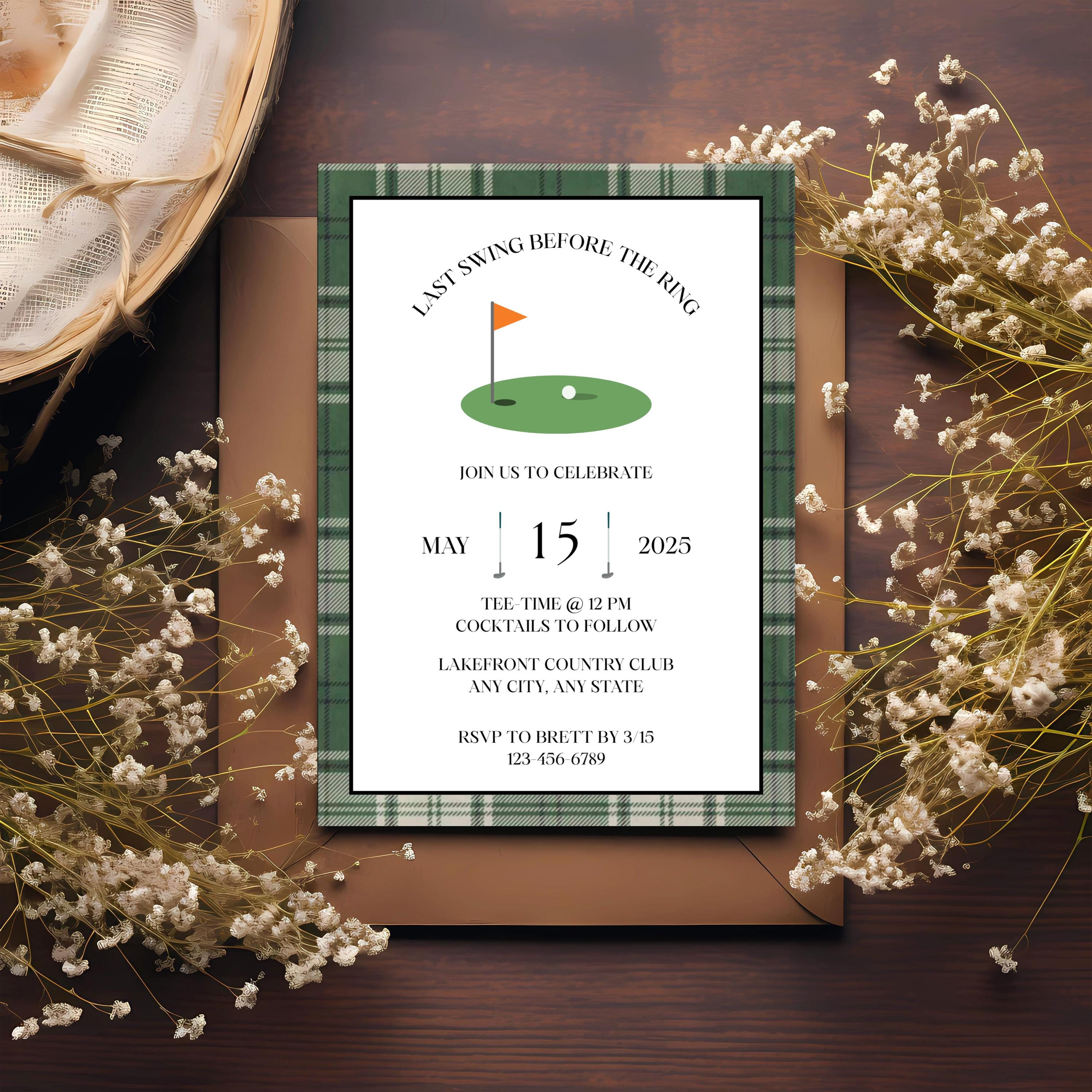 Classic Groomsmen Golf Invitation | Editable Last Swing Before the Ring ...