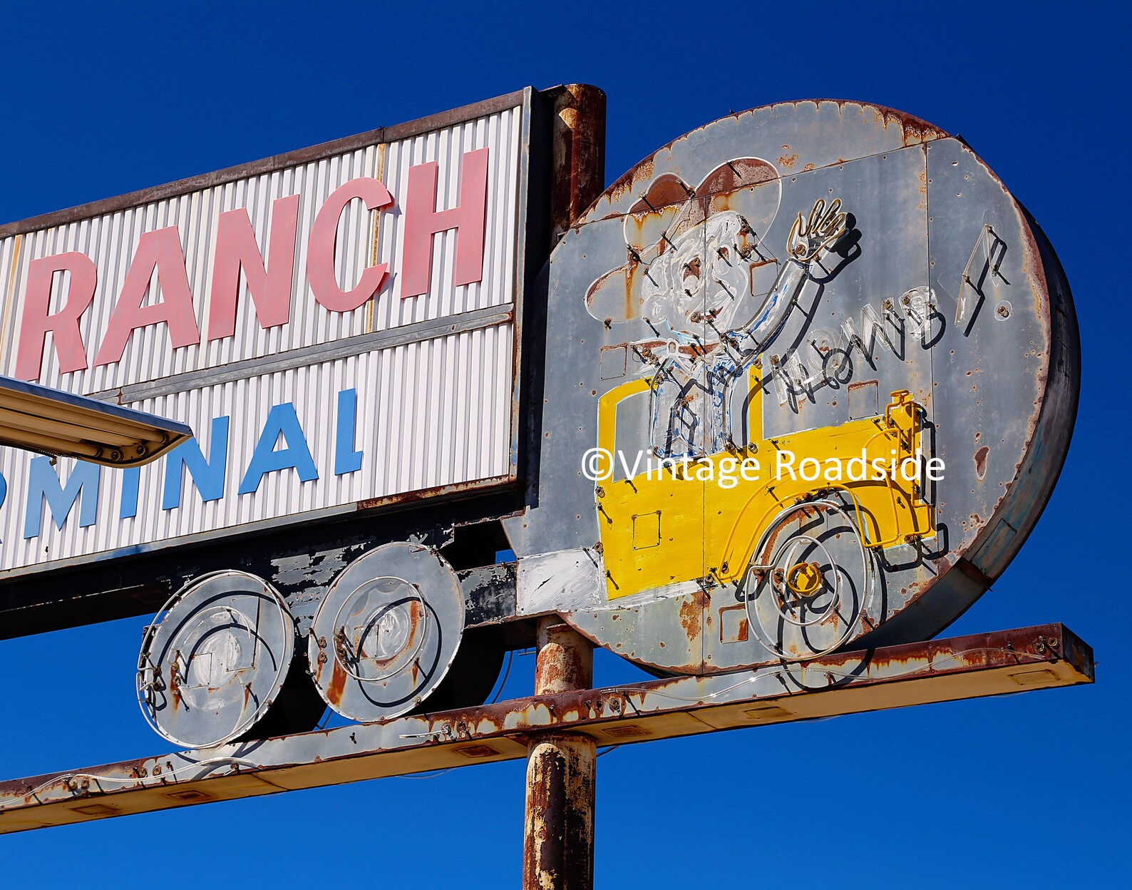 Vintage Route 66 Neon Motel Sign Print Rio Pecos Ranch Photo | Etsy