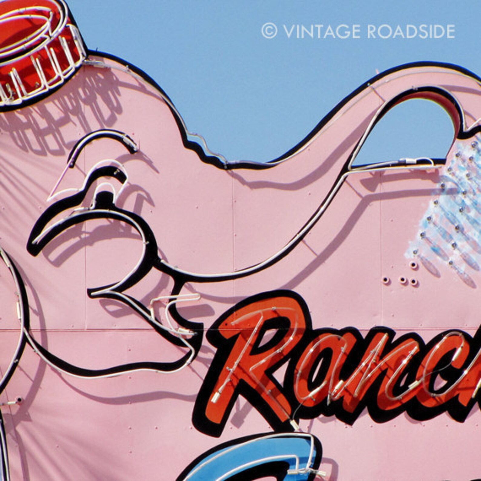 Vintage Neon Pink Elephant Sign Print Rancho Super Car Wash | Etsy