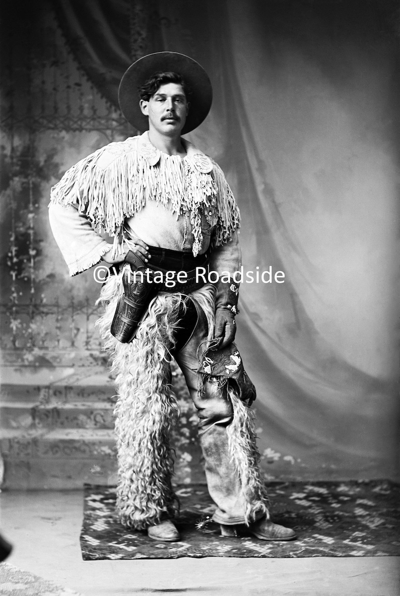 Old West Cowboy in Wooly Chaps Photo Archival Print From - Etsy