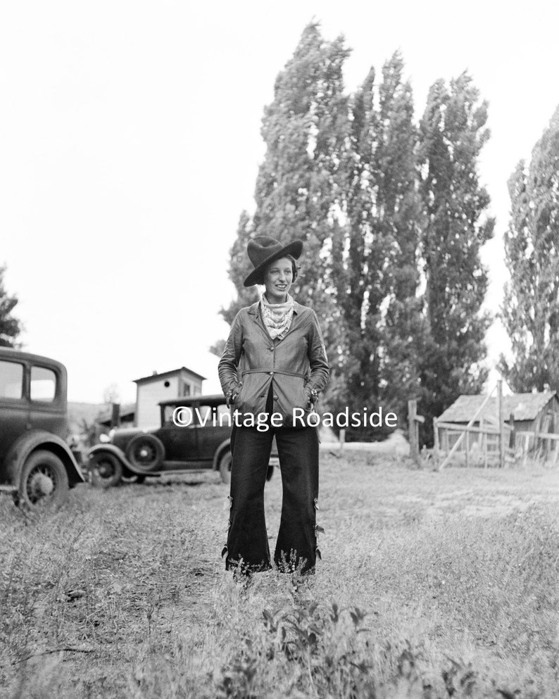 1930s Cowgirl in Hat and Chaps Vintage Western Print - Etsy