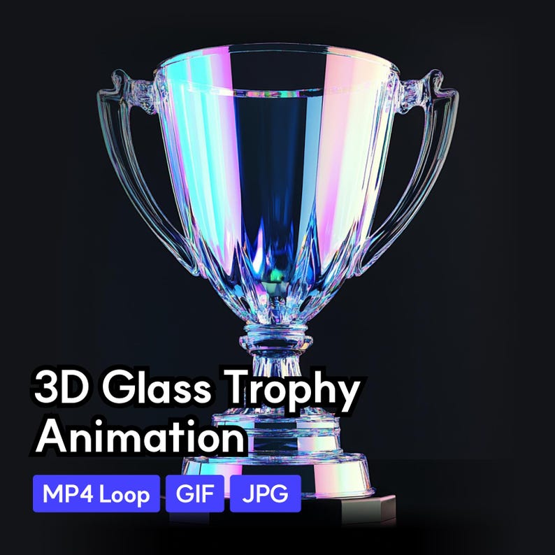 Spinning Glass Trophy – Modern 3D Loop (MP4, GIF, JPG) - Etsy
