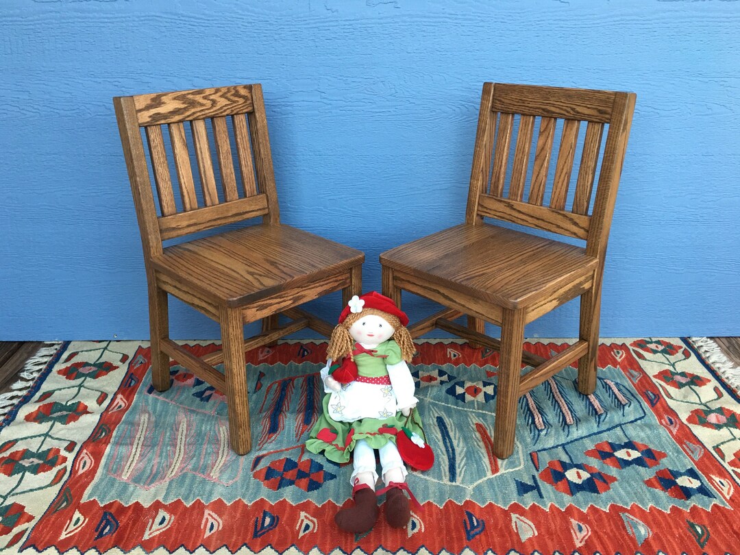 Child Chairs (2 Chairs) 14-in Seat H - Dark Oak - Solid Wood Chair ...