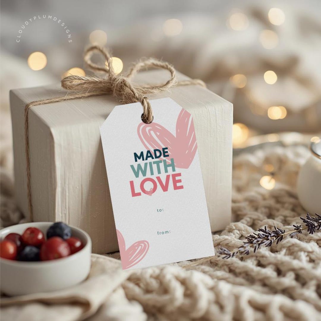 Printable Gift Tags | Made With Love | Minimalist Birthday, Thank You ...
