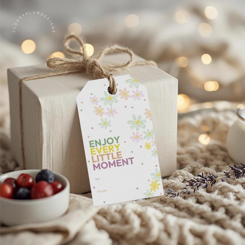 Printable Gift Tags | Enjoy Every Moment | Minimalist Birthday, Thank ...