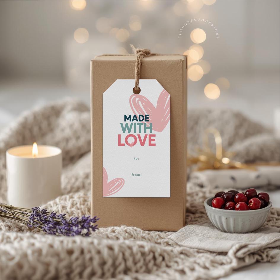 Printable Gift Tags | Made With Love | Minimalist Birthday, Thank You ...