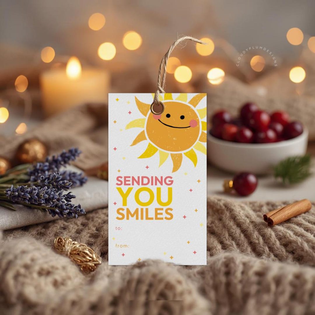 Printable Gift Tags | Sending You Smiles | Minimalist Birthday, Thank ...