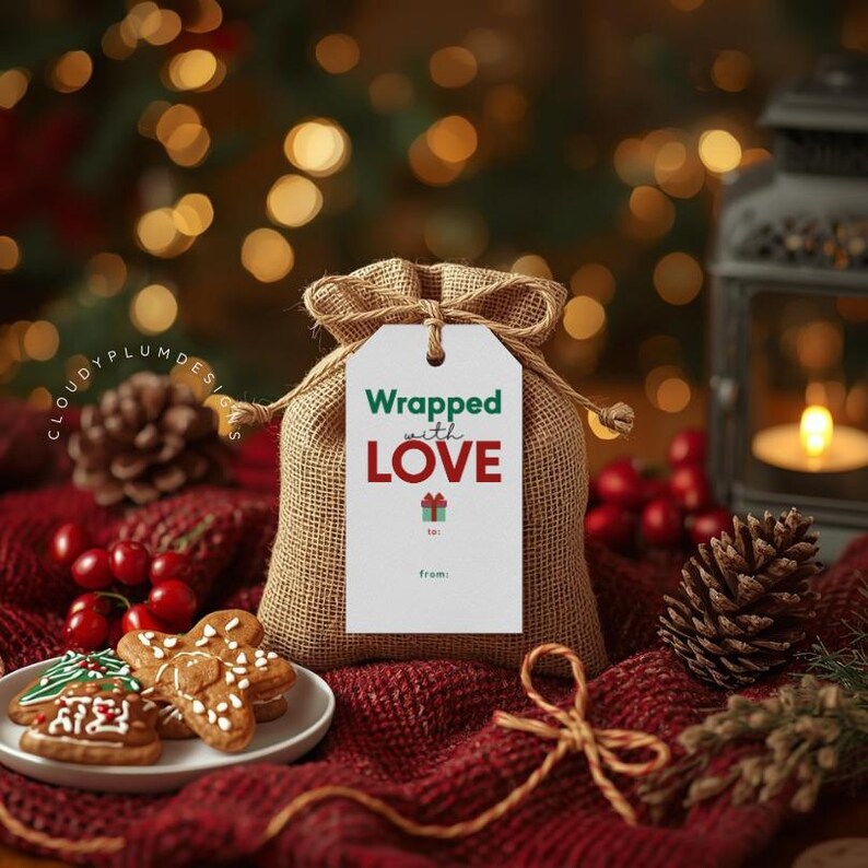 Printable Gift Tags | Wrapped With Love | Minimalist Christmas, Holiday ...