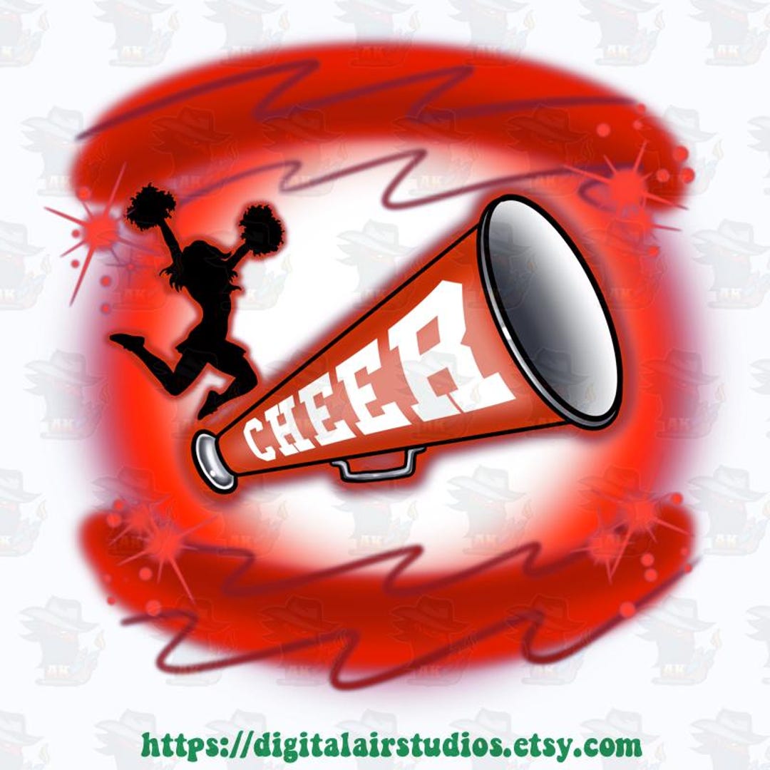 Digital Airbrush- Cheerleader Megaphone Red - Design for DTF ...