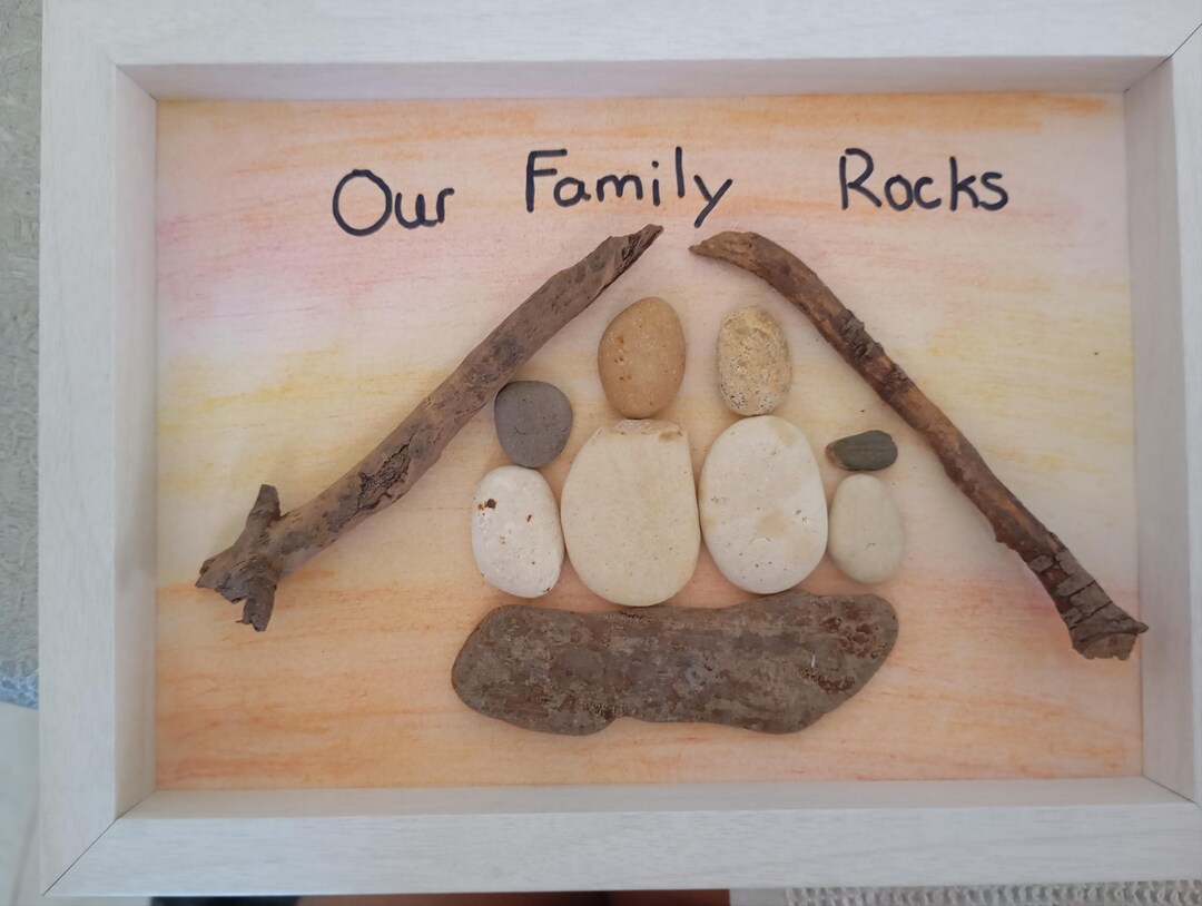 Personalized Family Pebble Art – Handmade ‘our Family Rocks’ Frame ...