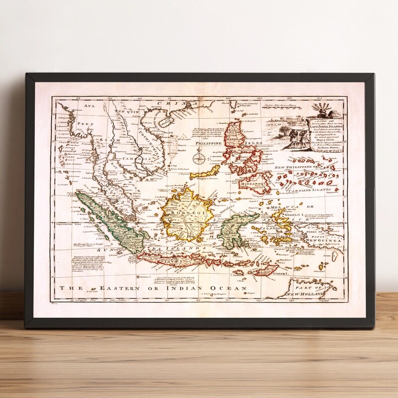 Antique Map Indonesia - Etsy