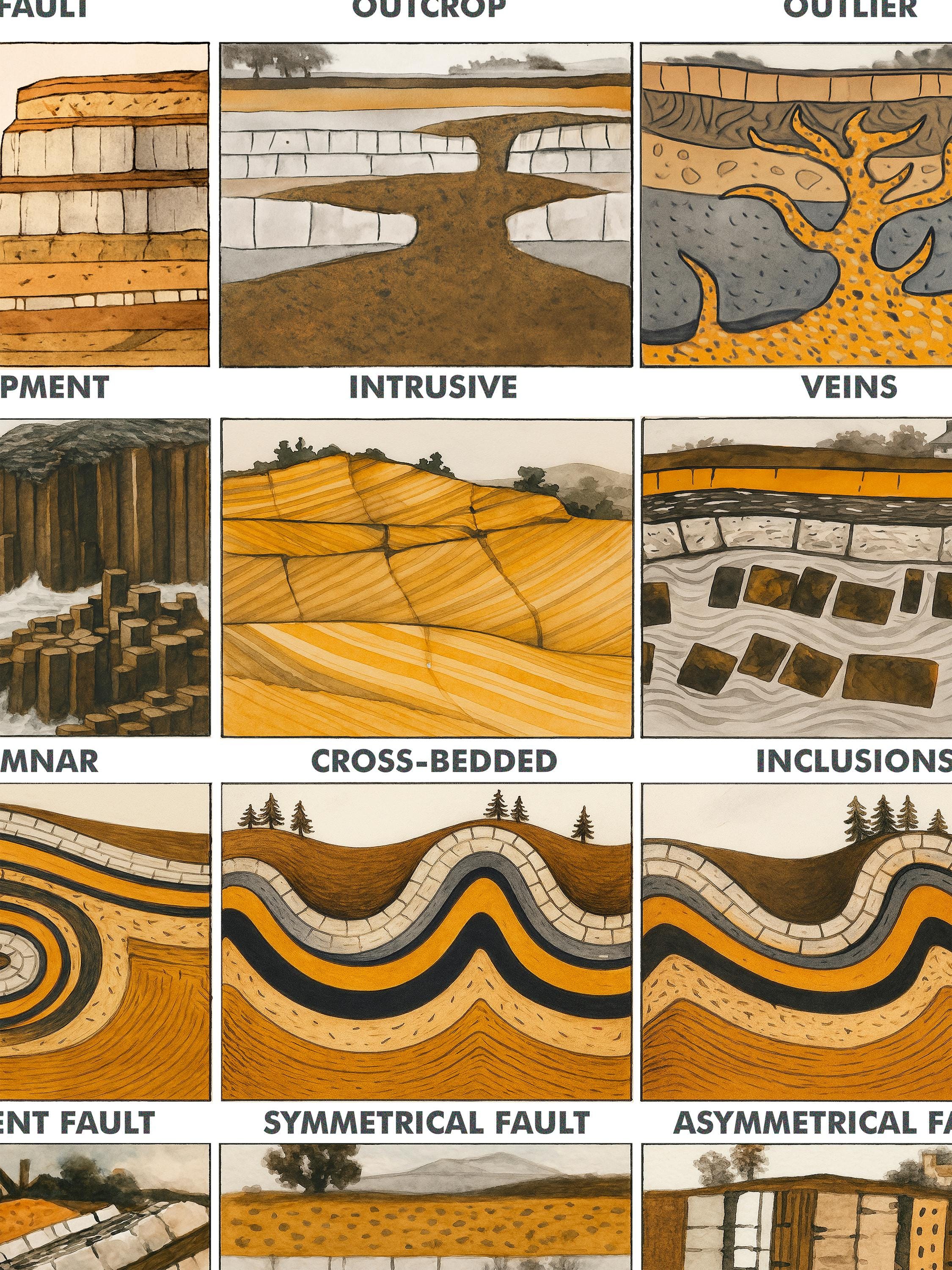 Geological Rock Structures Chart | Illustrated Guide to Rock Formations ...