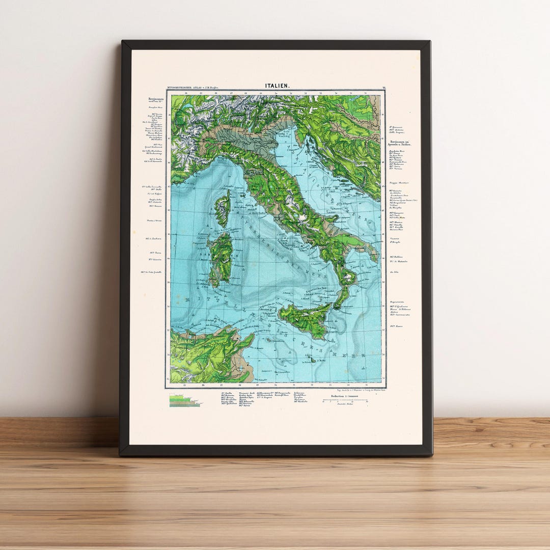 Italy Old Map | 1856 Italy Vintage Map | Wall Art & Home Decor Print ...