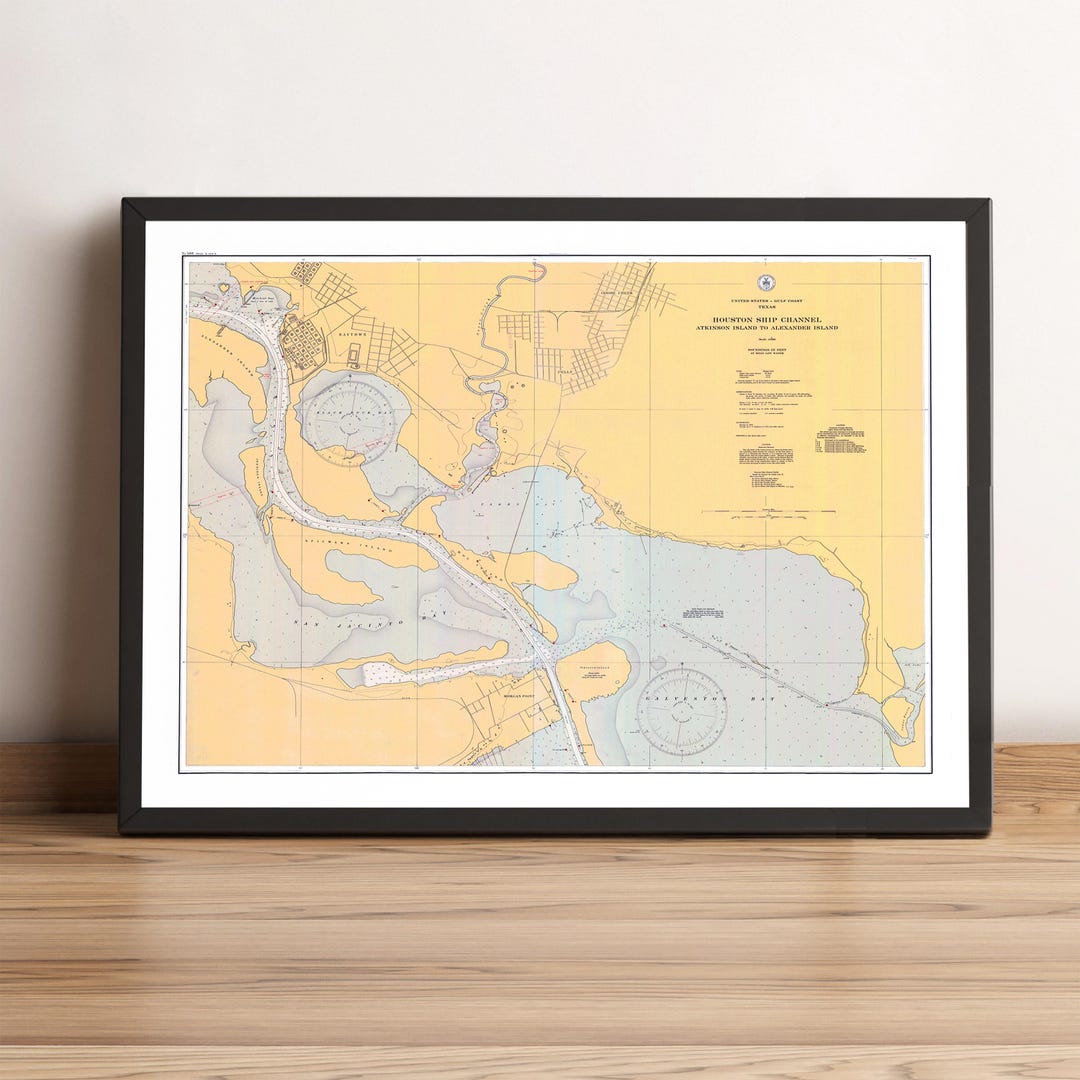 Houston Ship Channel Old Map | 1937 Houston Texas Vintage Map | Wall ...