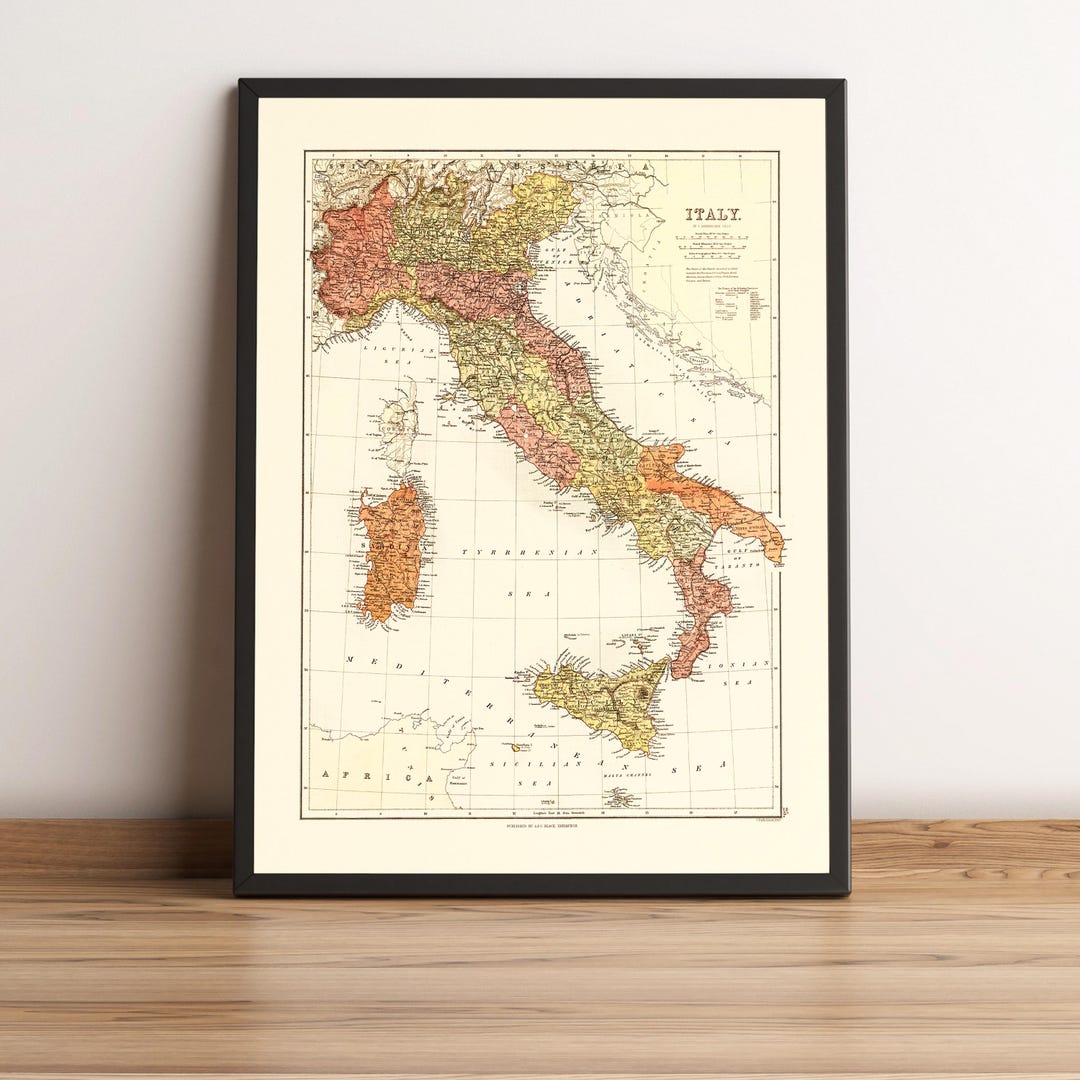 Italy Old Map | 1890 Italy Vintage Map | Wall Art & Home Decor Print ...