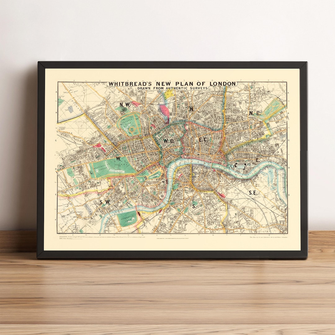 London (UK) Old Map | 1859 London England Vintage Map | Wall Art & Home ...