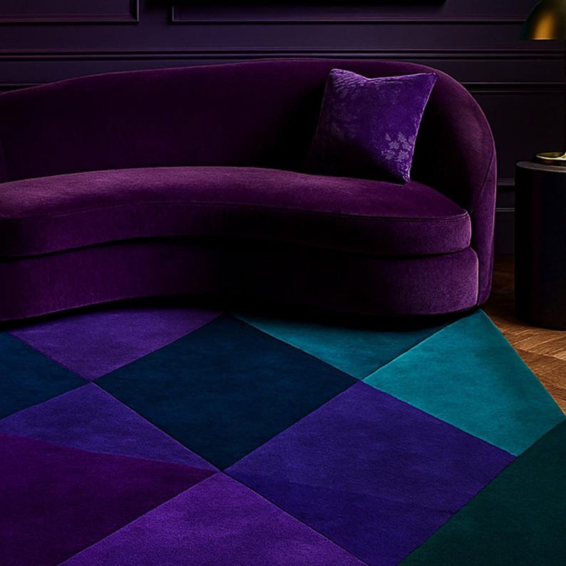 Hand Tufted 100% New Zealand Wool Area Rug: Modern Geometric Rug Royal ...