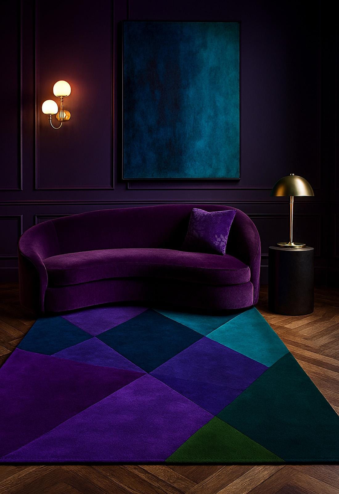 Hand Tufted 100% New Zealand Wool Area Rug: Modern Geometric Rug Royal ...