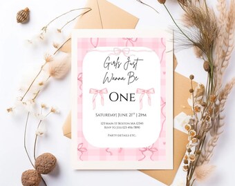 Girls Just Wanna Turn ONE Digital Invitation Template - Etsy