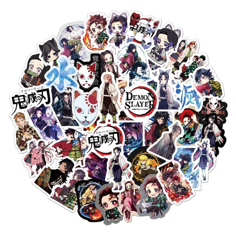 Demon Slayer Anime 50 Stickers Pack | Kimetsu No Yaiba Vinyl Decals ...