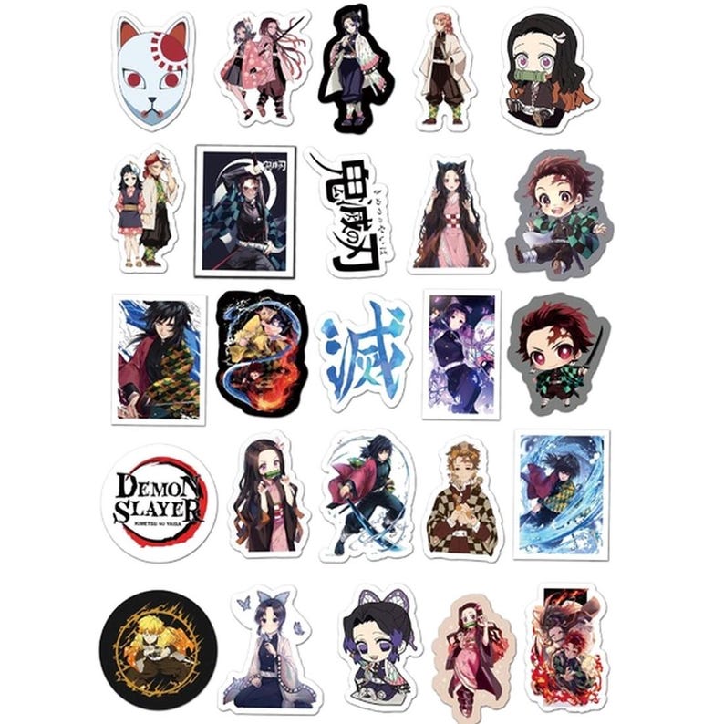 Demon Slayer Anime 50 Stickers Pack | Kimetsu No Yaiba Vinyl Decals ...