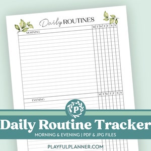 Printable Daily Routine Tracker Habit Tracker to Do List Morning ...