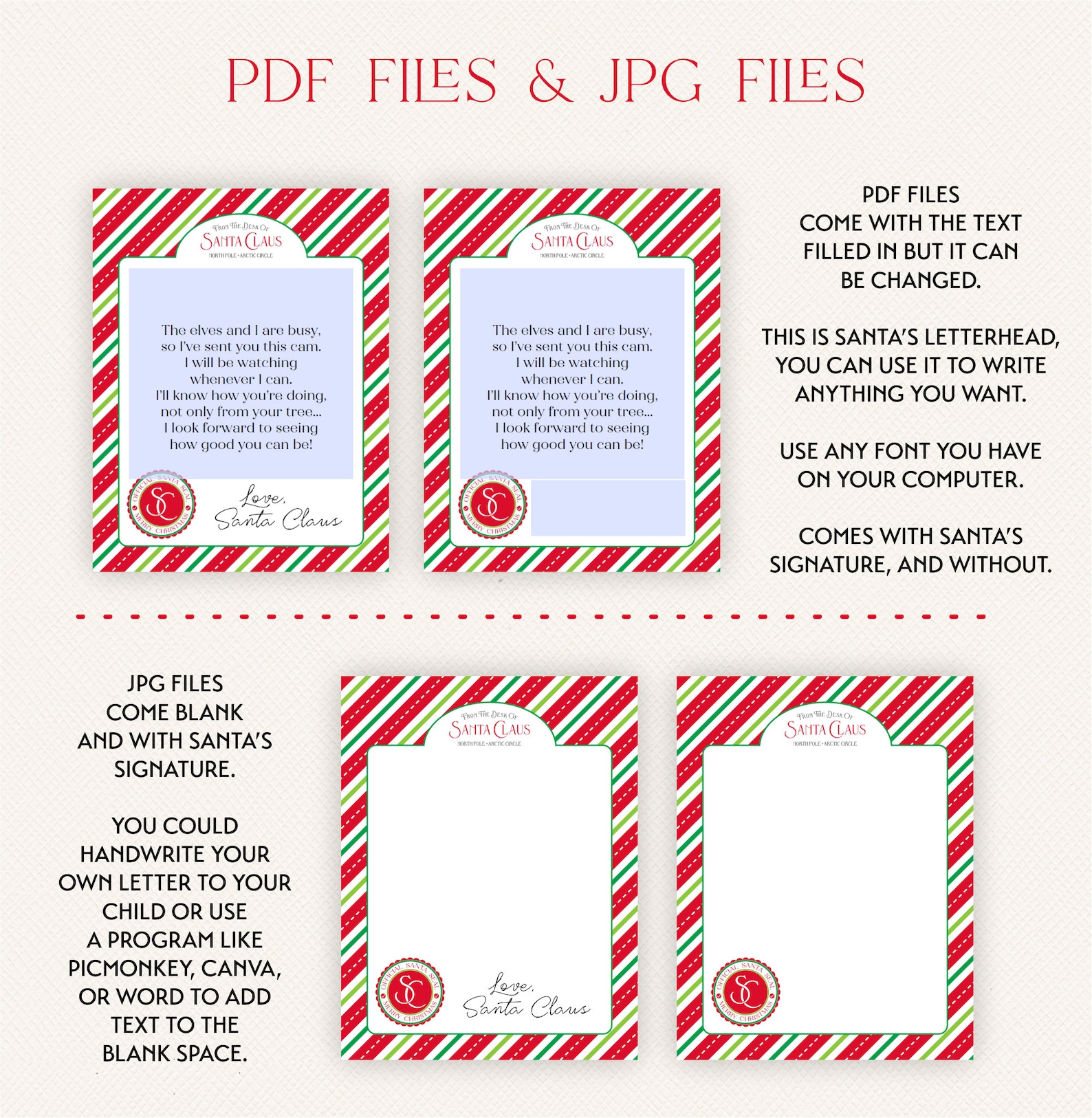 Santa Cam Letter Editable and Printable Sizes A4 Letter - Etsy