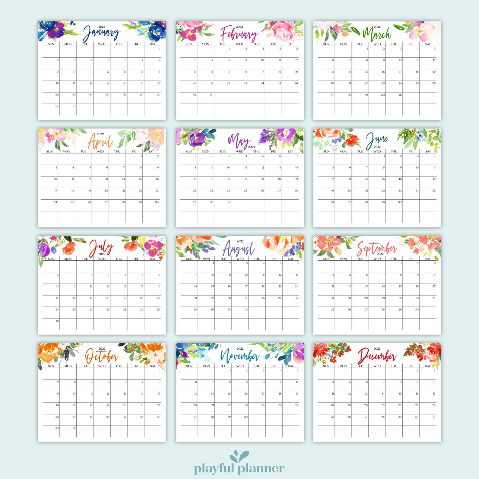 2022 2023 Printable Editable Calendar Bundle Includes Monthly - Etsy Canada