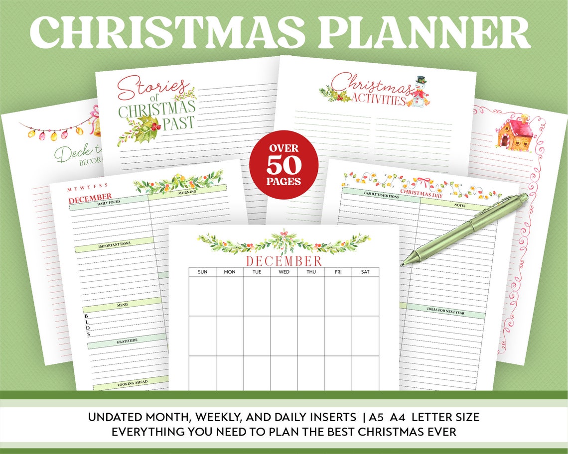 Christmas Planner Printable A5 A4 & Letter Size Includes Gift - Etsy